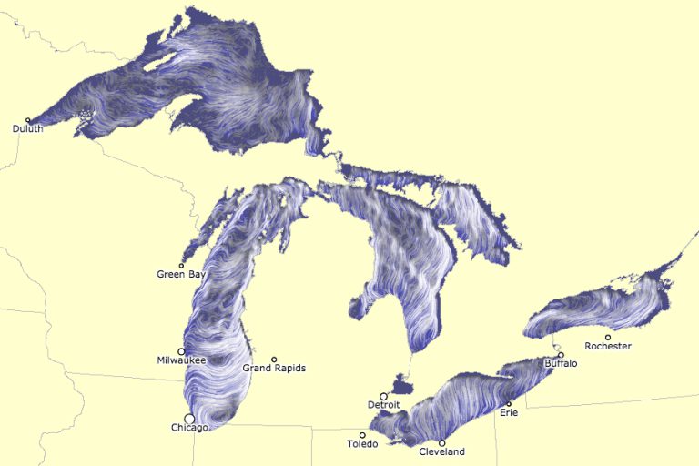 Hypnotic animated map tracks Great Lakes currents | Canadian Geographic